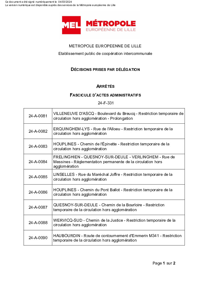 Fascicule N 331 du 29 février 2024 (.pdf) | Métropole européenne de Lille